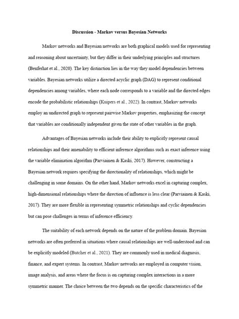 Discussion Markov Versus Bayesian Networks Pdf Bayesian Network