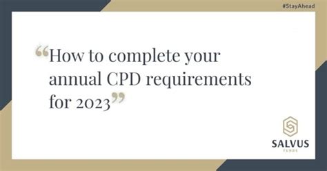 How To Complete Your Annual Cpd Requirements For 2023 Salvus Funds