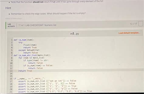 Solved Write A Function Isnumstrlist That Expects A