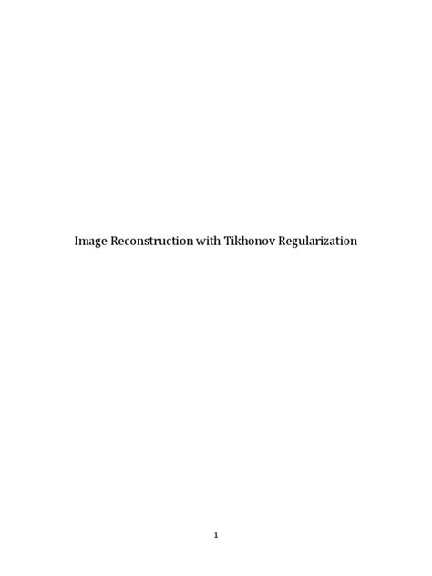 Image Reconstruction With Tikhonov Regularization Pdf Matrix