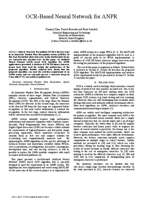 Pdf Ocr Based Neural Network For Anpr
