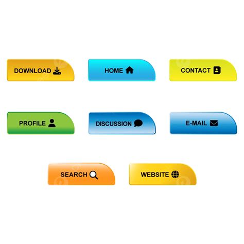 Stylish Web Button Design Vector Web Button Colorful Button Button Set Png And Vector With