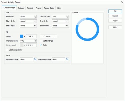 Format Activity Gauge Dialog Logi Analytics