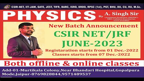 New Batch For Csir Netjrf June 2023 Youtube