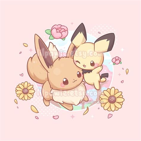 Chibi Eevee And Pikachu