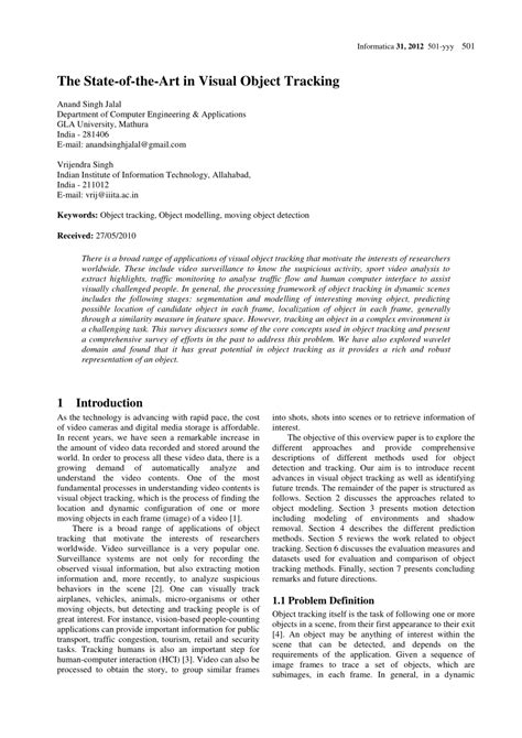 PDF The State Of The Art In Visual Object Tracking