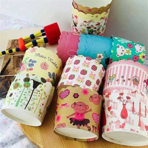 머핀 케이크 컵 베이킹 컵 종이 오일 페이퍼 내열성 중간 크기 케이크 베이킹 컵 종이 50pcs 많이베이킹 And 페이스트리 도구 Aliexpress