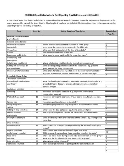 Coreq Checklist Cifer Qual Final Pdf Focus Group Qualitative Research