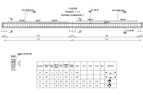 Continuous Beam Detail Elevation 2d View CAD Structure Layout File