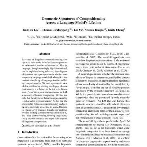 Geometric Signatures Of Compositionality Across A Language Models Lifetime Acl Anthology