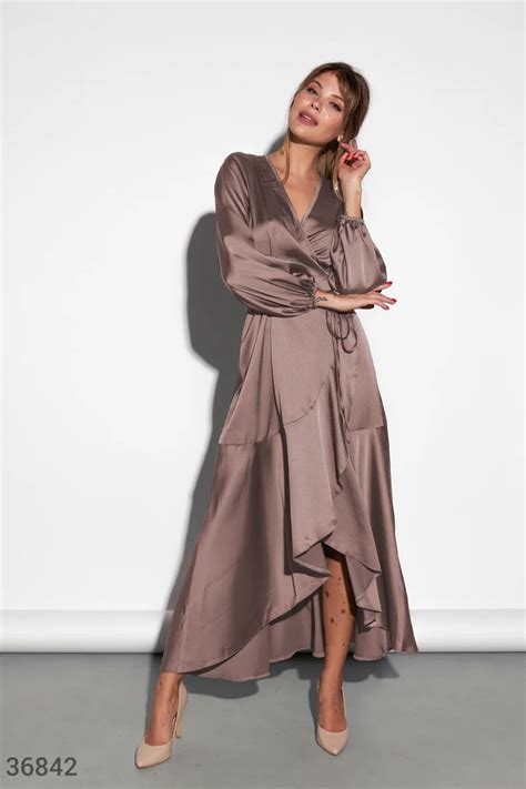 Шелковое платье кофейного оттенка арт 36842 ♡ интернет магазин Gepur