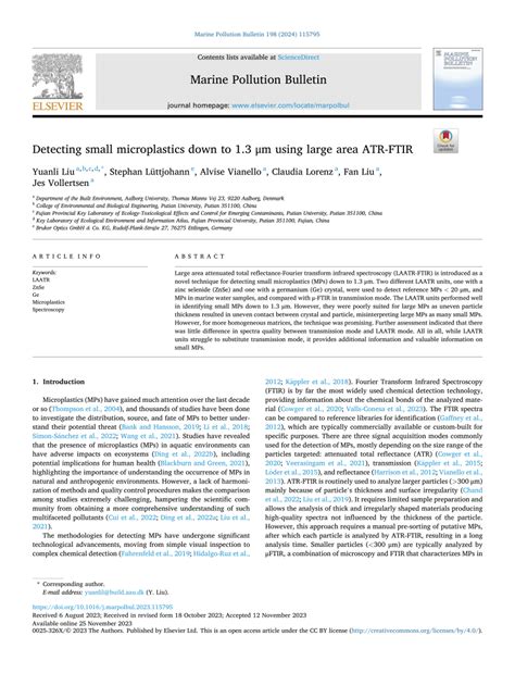 Pdf Detecting Small Microplastics Down To 13 μm Using Large Area Atr Ftir