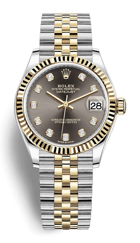 Rolex Datejust 31 Yellow Rolesor Dark Grey Diamond Jubilee Ladies Watch