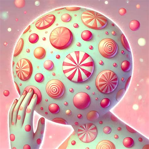 A Humanoid Figure With A Spherical Head Covered In Pink And White Candy Like Bumps Ai Stock