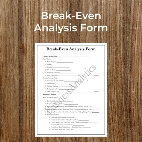 Break Even Analysis Form Excel And Pdf Automatic Calculations And