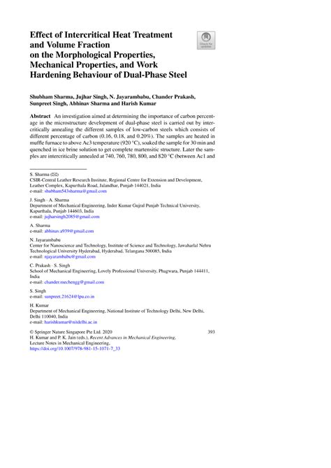 Pdf Effect Of Intercritical Heat Treatment And Volume Fraction On The Morphological Properties
