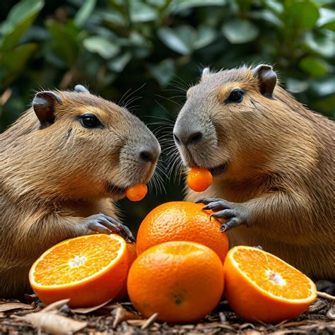 Two Capybaras Eating Oranges — Image Created In Shedevrum