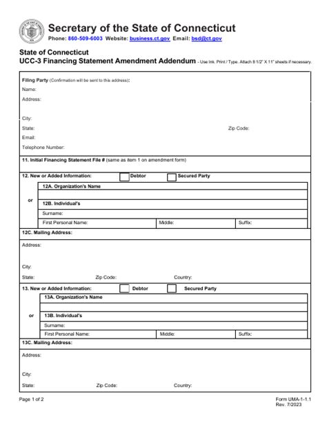 Form Ucc 3 Ad Uma 1 1 1 Fill Out Sign Online And Download Fillable Pdf Connecticut