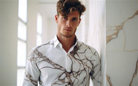 Premium Photo Trendy Male Model Graces Photo With Elegant Stone Inspired Elegance Isolated On
