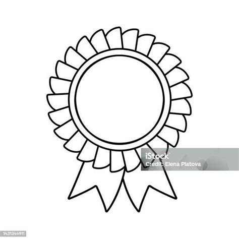 라인 메달 아이콘 장식을위한 빈 템플릿 흰색 배경에 격리된 벡터 윤곽선 그림입니다 검은색에 대한 스톡 벡터 아트 및 기타 이미지 검은색 고무도장 국경 Istock