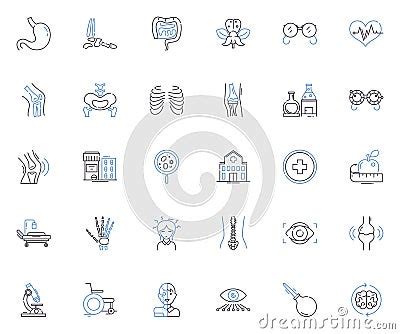 Surgical Operation Line Icons Collection Incision Anesthesia Scalpel