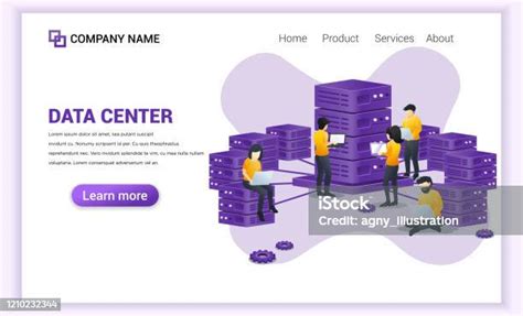 랩톱에서 작업하는 사람들과 데이터 센터 개념 서버의 제어 데이터 관리 및 액세스 웹 배너 방문 페이지 웹 템플릿에 사용할 수 있습니다 현대 플랫 벡터 일러스트레이션 0명에