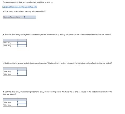 Solved The Accompanying Data Set Contains Two Variables X1