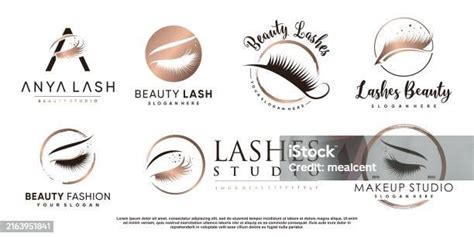 속눈썹 로고 컬렉션 와 창조적 인 요소 개념 프리미엄 벡터 로고에 대한 스톡 벡터 아트 및 기타 이미지 로고 속눈썹 눈썹 Istock