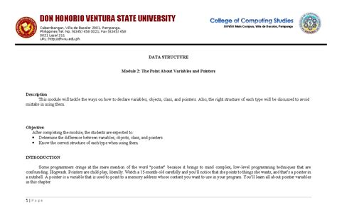 Module 2 The Point About Variables And Pointers Don Honorio Ventura State University