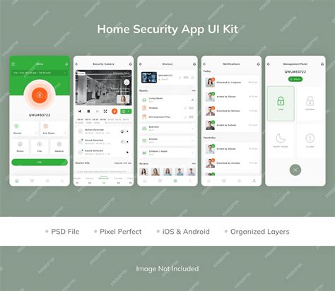 Premium Psd Home Security App Ui Kit Premium Psd Home Security App Ui Kit