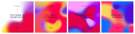 밝은 그라디언트와 따옴표가 있는 사랑에 대한 낭만적인 다채로운 카드 세트 색상 그라데이션이 있는 벡터 추상 패턴 초현대적에 대한 스톡 벡터 아트 및 기타 이미지 Istock