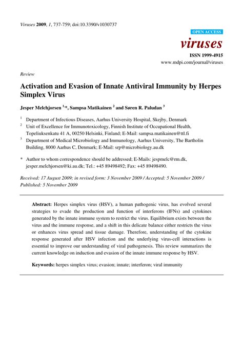 Pdf Activation And Evasion Of Innate Antiviral Immunity By Herpes