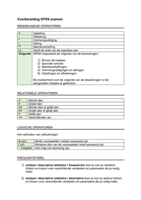 Samenvatting Spss Warning Tt Undefined Function 32 Voorbereiding Spss Examen Rekenkundige