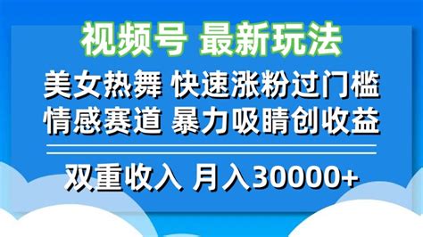 （12657期）视频号最新玩法 美女热舞 快速涨粉过门槛 情感赛道 暴力吸睛创收益 资源之家
