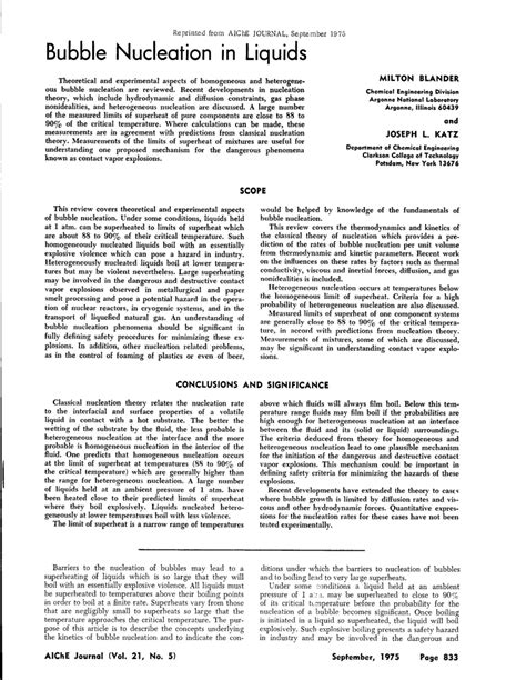 Pdf Bubble Nucleation In Liquids