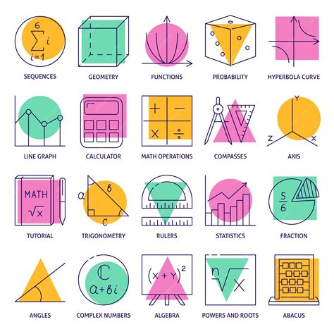Conjunto De Iconos De Ciencias Matemáticas Vector Premium