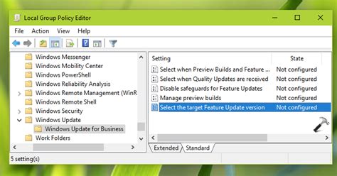 Select The Target Feature Update Version In Windows