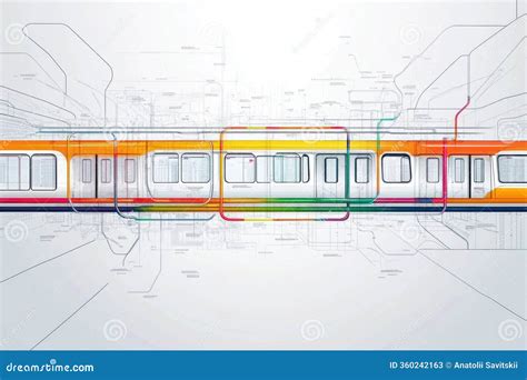 Colorful Metro Train Design Integrated With Subway Map Layout For Urban Public Transport