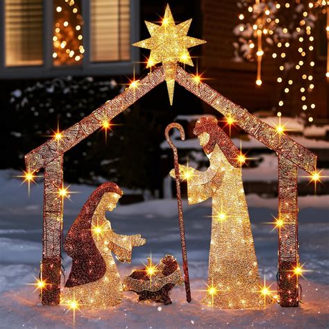 Tw Shine Christmas Nativity Scene Decorations 6 Ft Lighted