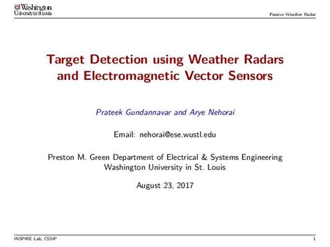 Pdf Target Detection Using Weather Radars And Electromagnetic Passive Weather Radar