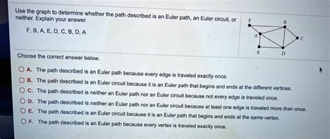 Solved Use The Graph To Determine Whether The Path Described Neither Explaln Your Answer F8