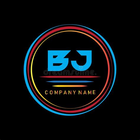 Bj Logo Design Bj Letter Logo Design On Black Background Stock