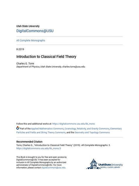 Introduction To Classical Field Theory Pdf Field Physics Wave