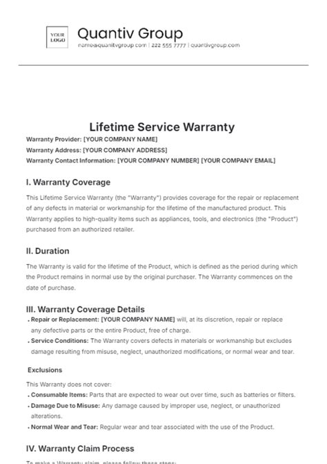 Free Warranty Templates To Edit Online Print