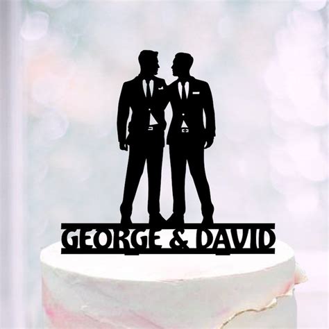 Gay Silhouette Topper With Names Same Sex Cake Topper Gay Etsy