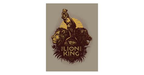Lion King Rafiki Presenting Simba Woodcut Design Postcard