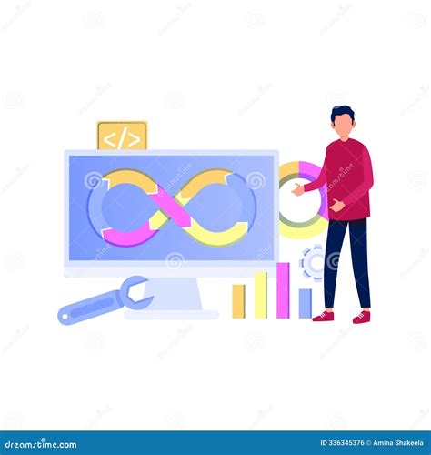 Boy Showing Software Development And It Operations Stock Illustration