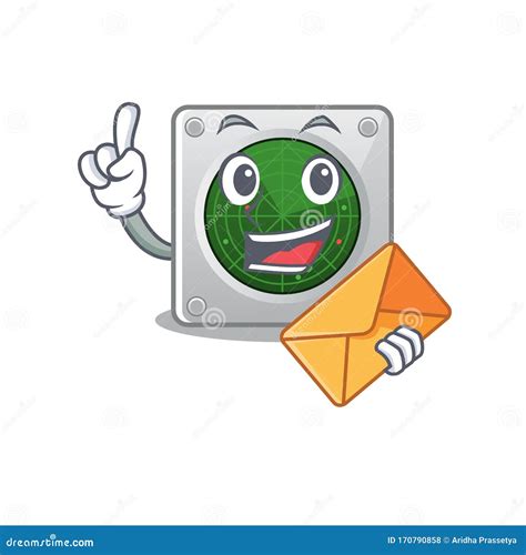 Cheerfully Radar Mascot Design With In Envelope Stock Vector Illustration Of Cute