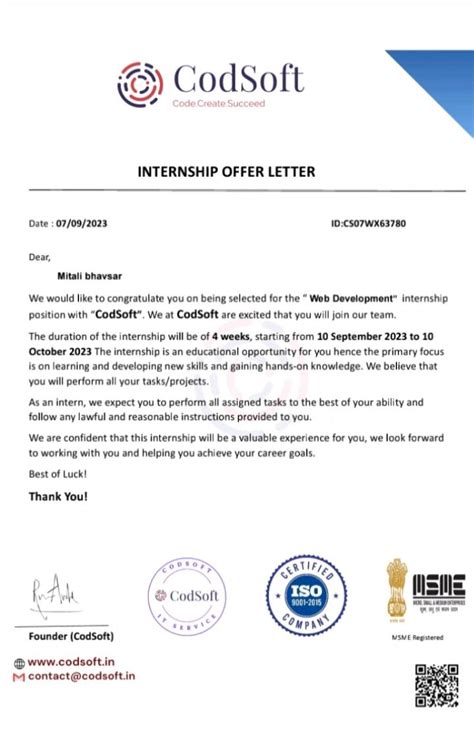 Mitali Bhavsar On Linkedin Codsoft Internship