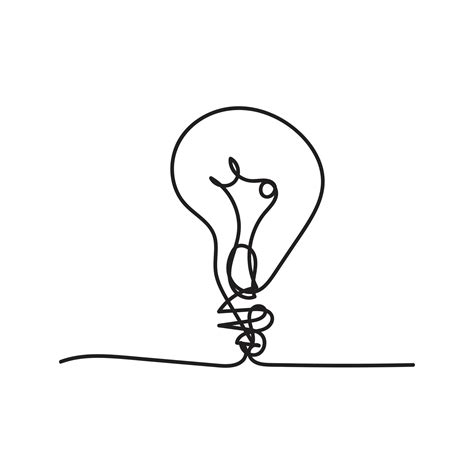 Single Continuous One Line Art Idea Light Bulb Creative Solution Teamwork Lamp Concept Minimal